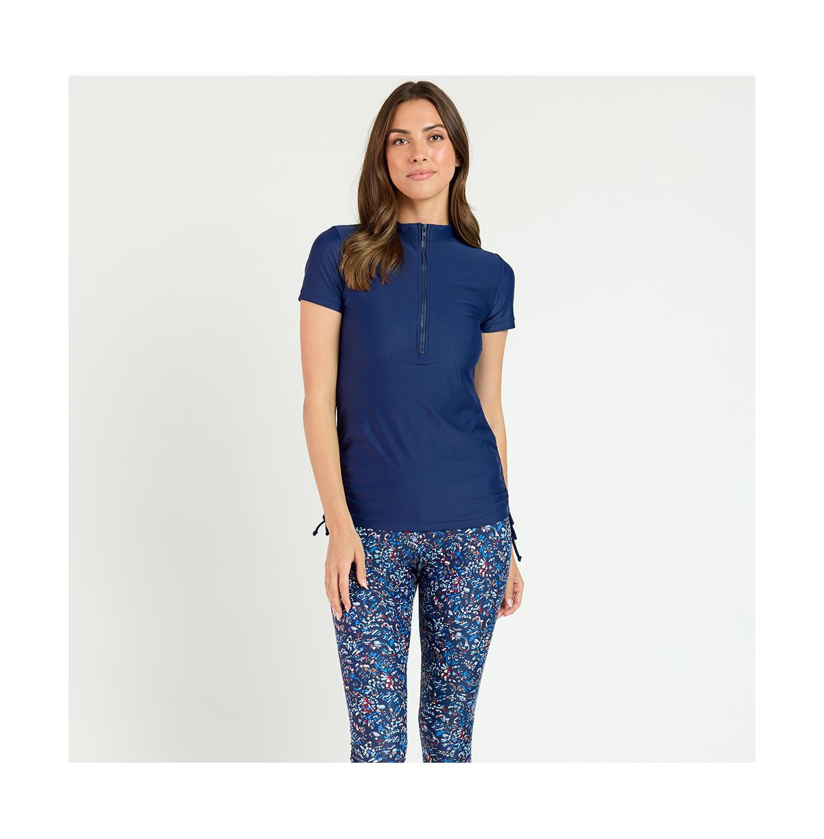 Click here for Calypsa Womens Half-Zip Adele Swim Top - Navy prices