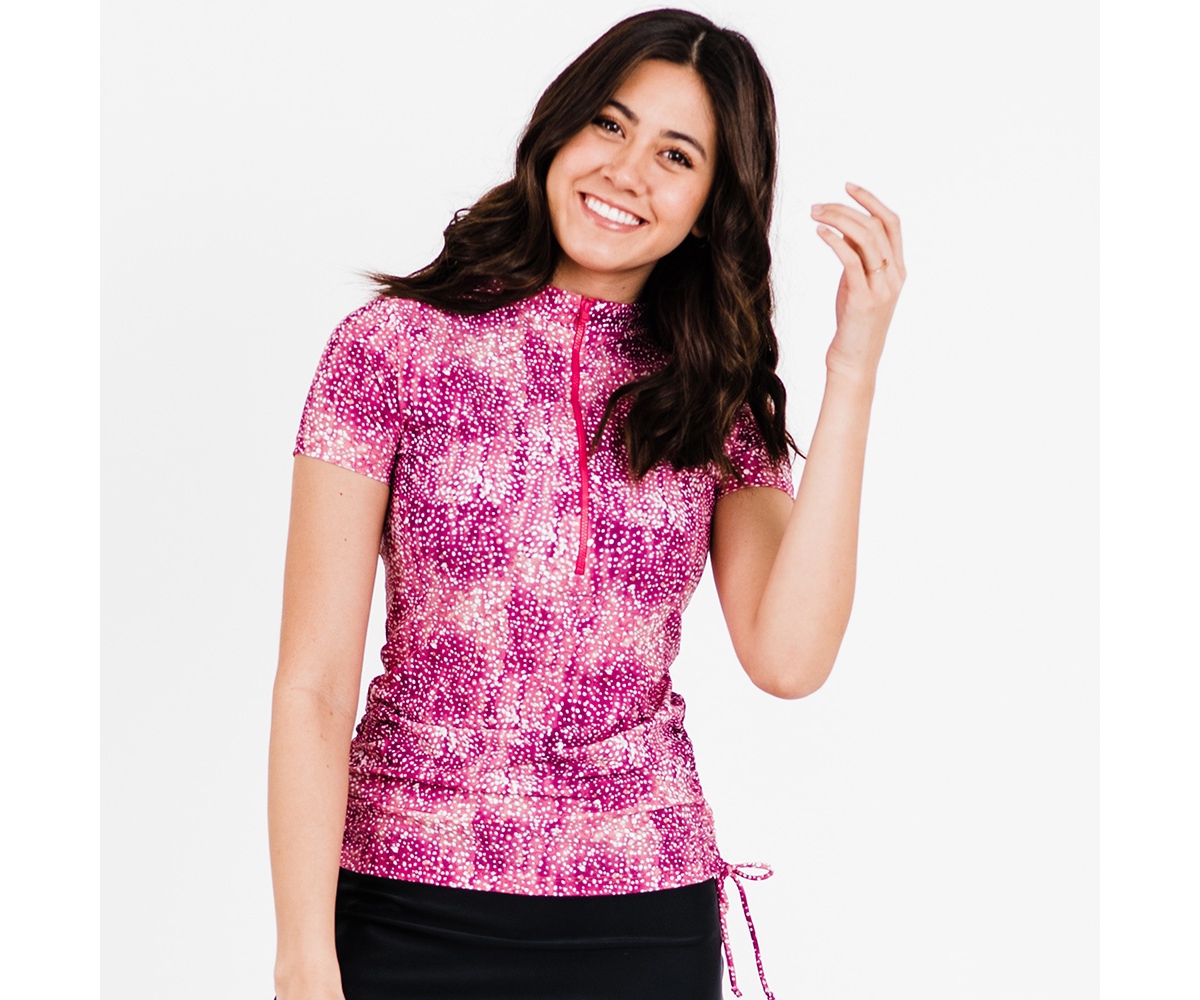 Click here for Calypsa Womens Half-Zip Adele Swim Top - Raspberry... prices