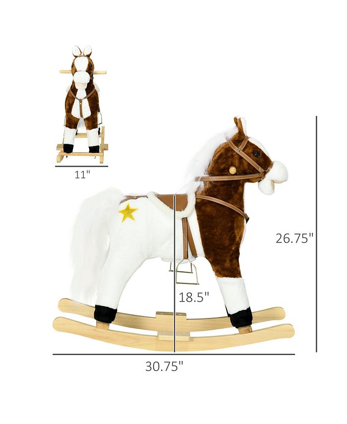 Qaba Rocking Horse Toddler Ride on Horse with Sound Saddle, Brown - Macy's