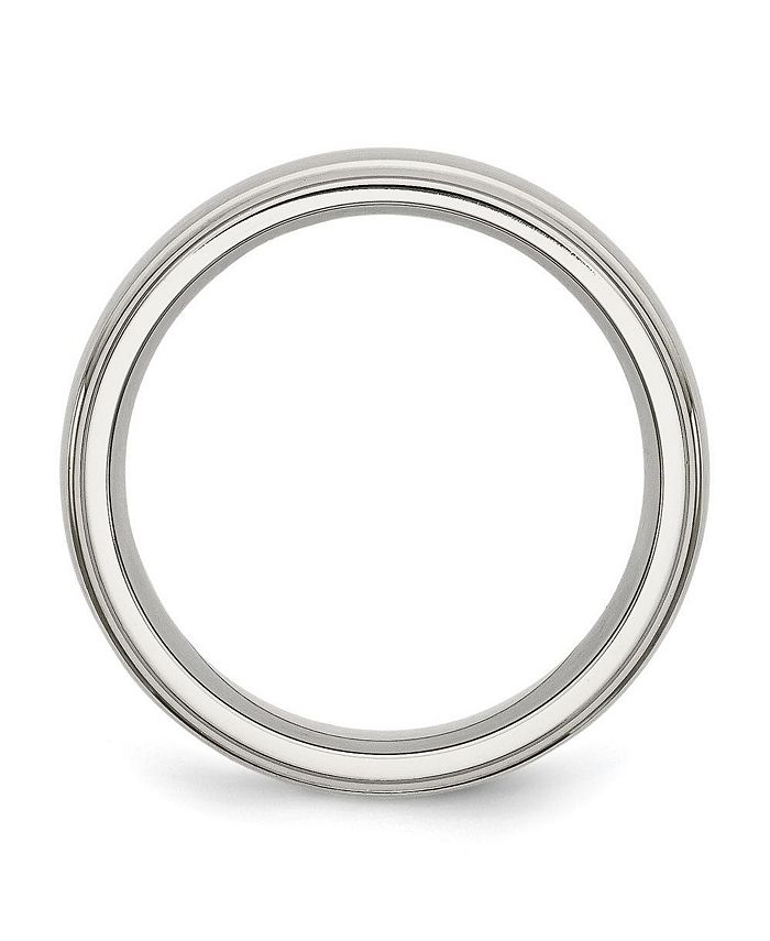 Chisel Stainless Steel Polished Brushed Center 7mm Edge Band Ring - Macy's