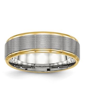 Chisel Stainless Steel Polished Yellow IP-plated 6mm Grooved Band Ring ...