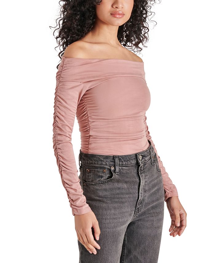 Steve Madden Women's Jolie Ruched Off-The-Shoulder Bodysuit - Macy's