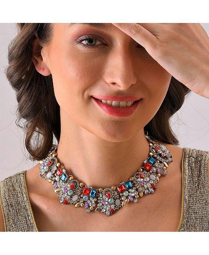 SOHI Women's Multicolour Stone Cluster Necklace - Macy's