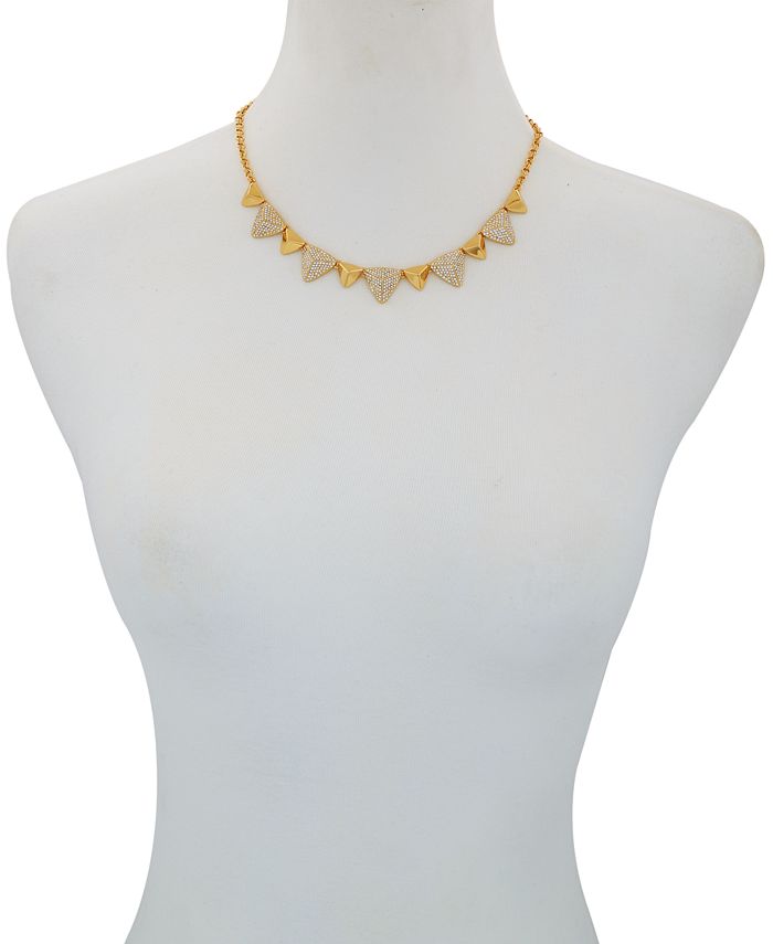 T Tahari Gold-Tone Pave Glass Stone Statement Necklace - Macy's