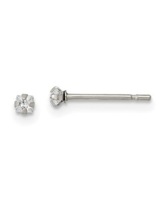 Chisel Stainless Steel Polished Square CZ Stud Earrings - Macy's