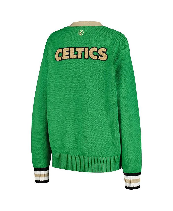FISLL Women's Kelly Green Boston Celtics Chenille Letterman Cardigan ...