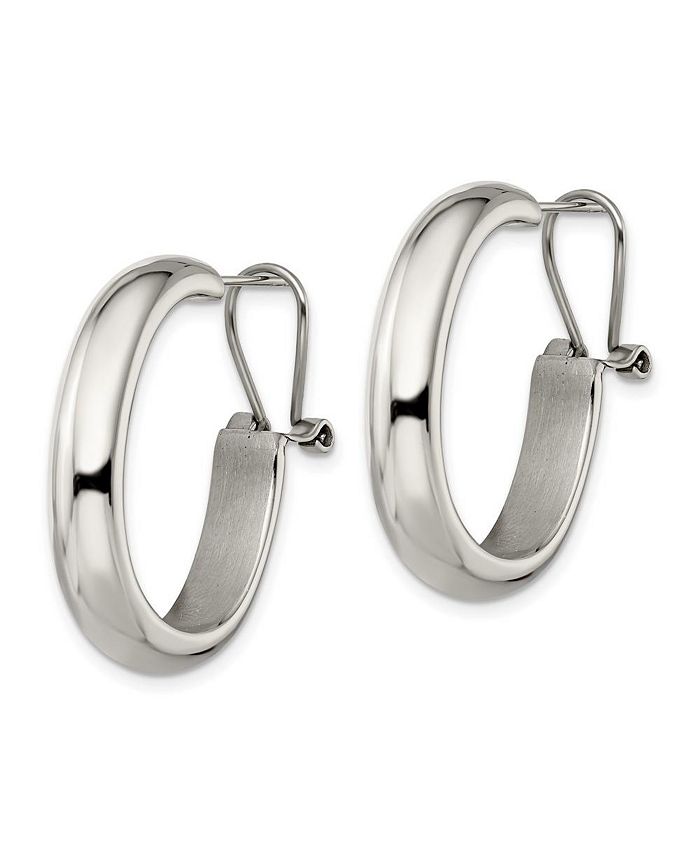 Chisel Stainless Steel Polished Omega Back Hoop Earrings - Macy's