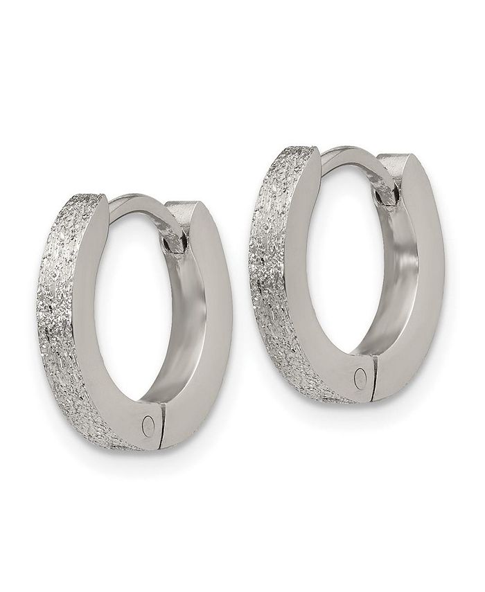 Chisel Stainless Steel Polished and Sandblasted Hinged Hoop Earrings ...