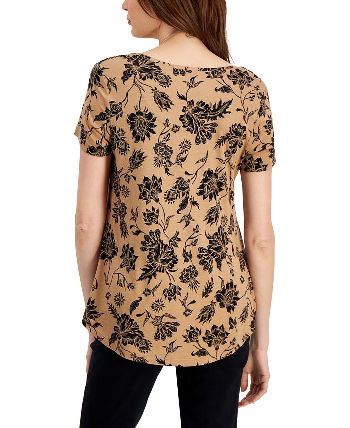 JM Collection Women's Printed Short-Sleeve Scoop-neck Top, Created for ...