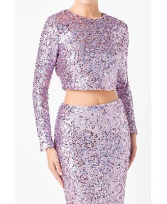 endless rose Women's Sequins Open Back Top - Macy's