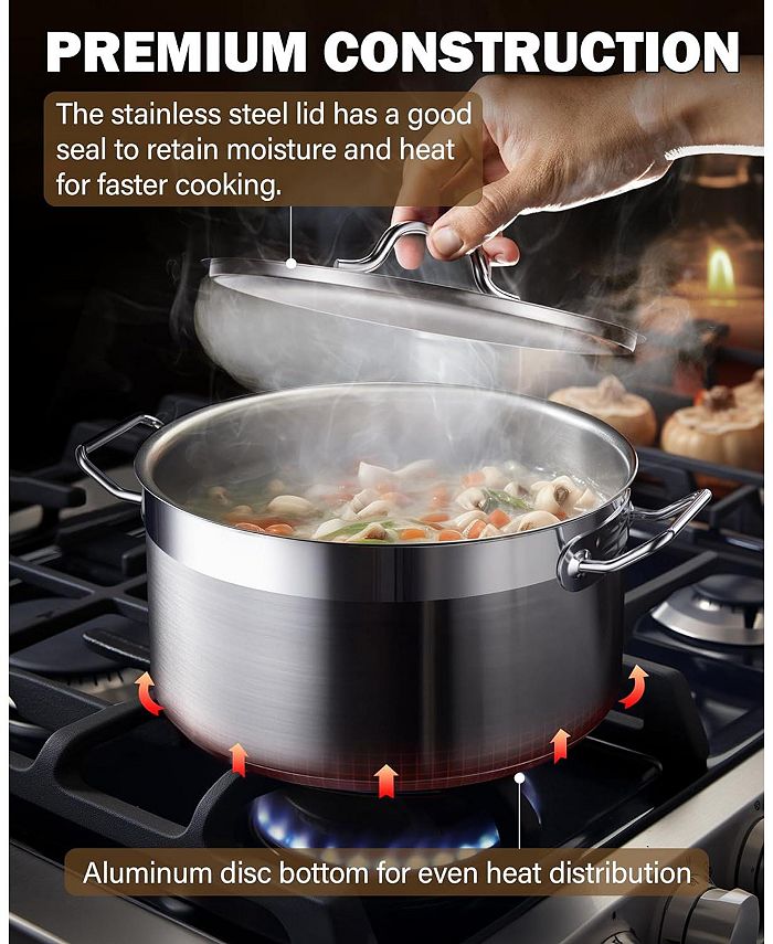 Cooks Standard 6-Quart Stock Pot with Lid, Professional 18/10 Stainless ...