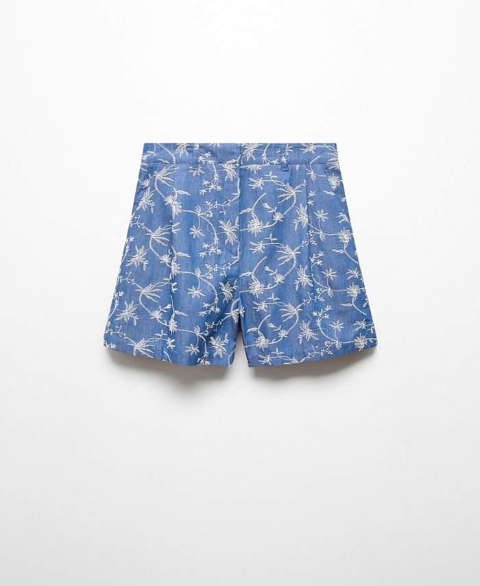 MANGO Women's Embroidered Cotton Shorts - Macy's