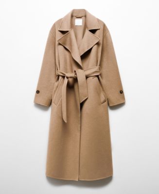 MANGO Women's Belted Woolen Coat - Macy's