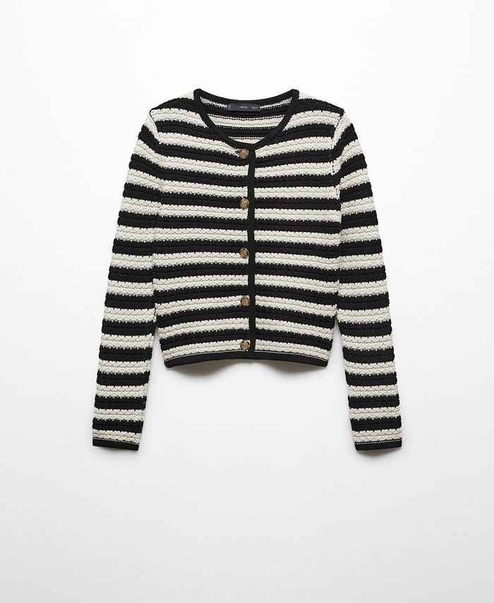 MANGO Women's Jewel Buttons Striped Cardigan - Macy's