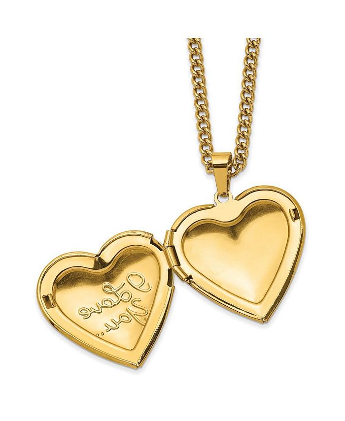 Chisel Yellow IP-plated I LOVE YOU Heart Locket Curb Chain Necklace ...