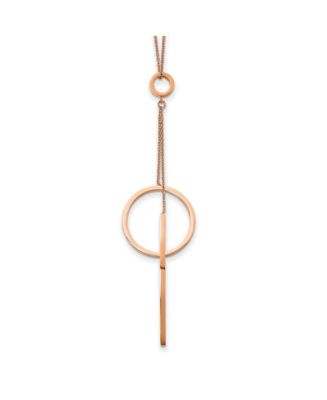 Chisel Rose IP-plated Circle Dangle 16.5 inch Cable Chain Necklace - Macy's