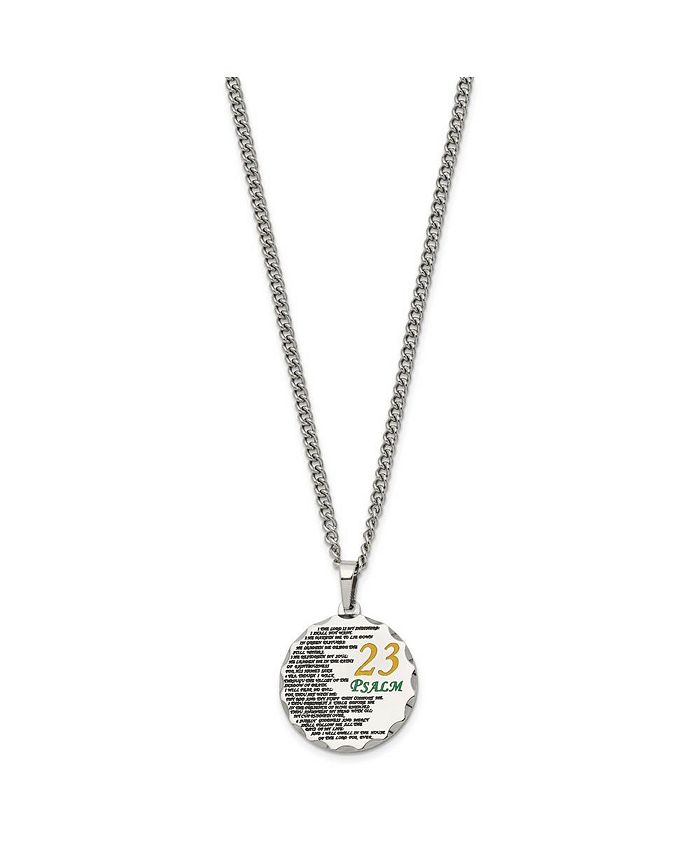 Chisel Polished Acid Etched Psalm 23 Pendant on a Curb Chain Necklace ...