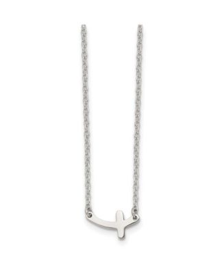 Chisel Polished Sideways Cross on a 18 inch Cable Chain Necklace - Macy's