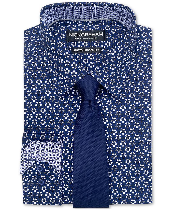Nick Graham Men's Bean Floral Dress Shirt & Tie Set - Macy's