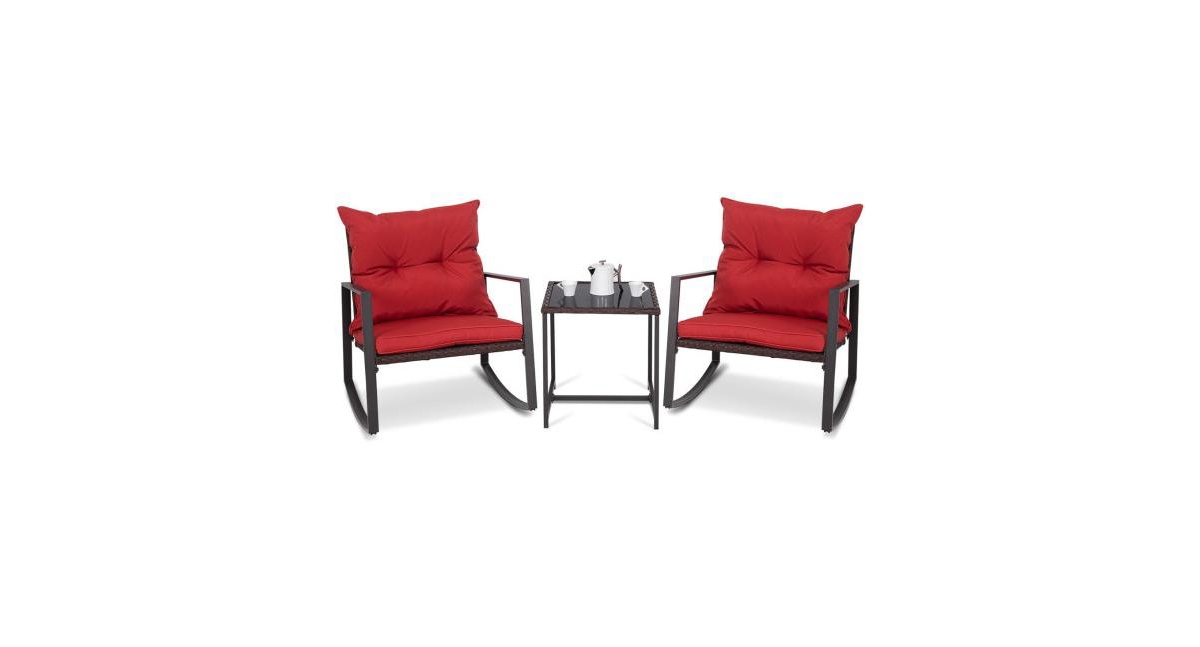 Click here for 3 Pcs Patio Rocking Wicker Bistro Set Outdoor Ratt... prices