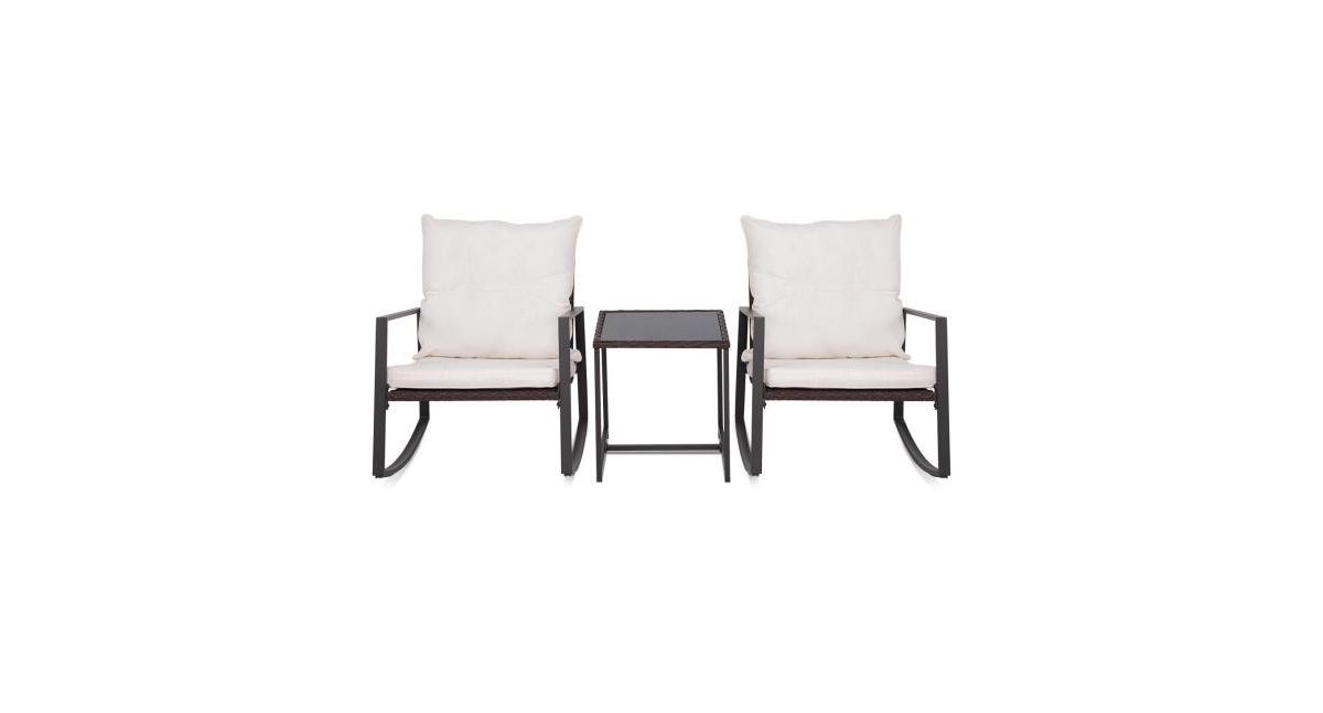 Click here for 3 Pcs Patio Rocking Wicker Bistro Set Outdoor Ratt... prices