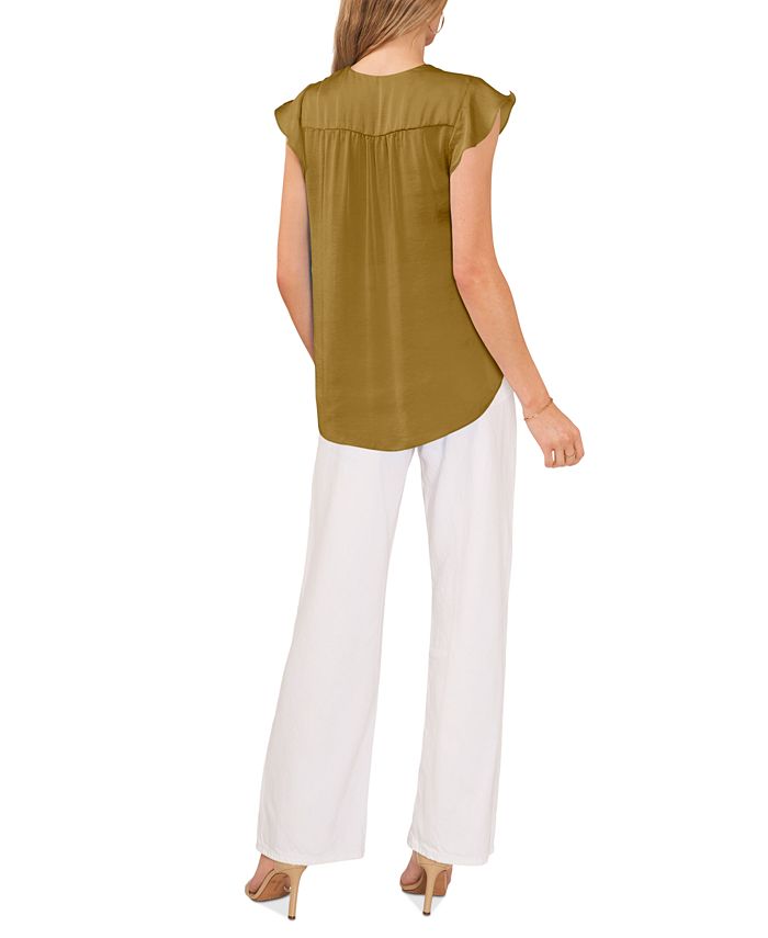 Vince Camuto Women's V-Neck Short-Ruffle-Sleeve Top - Macy's