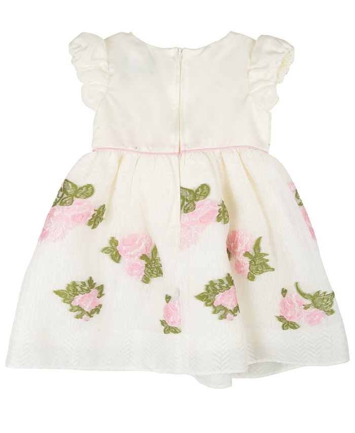 Rare Editions Baby Girls Short Sleeves Embroidered Social Dress - Macy's