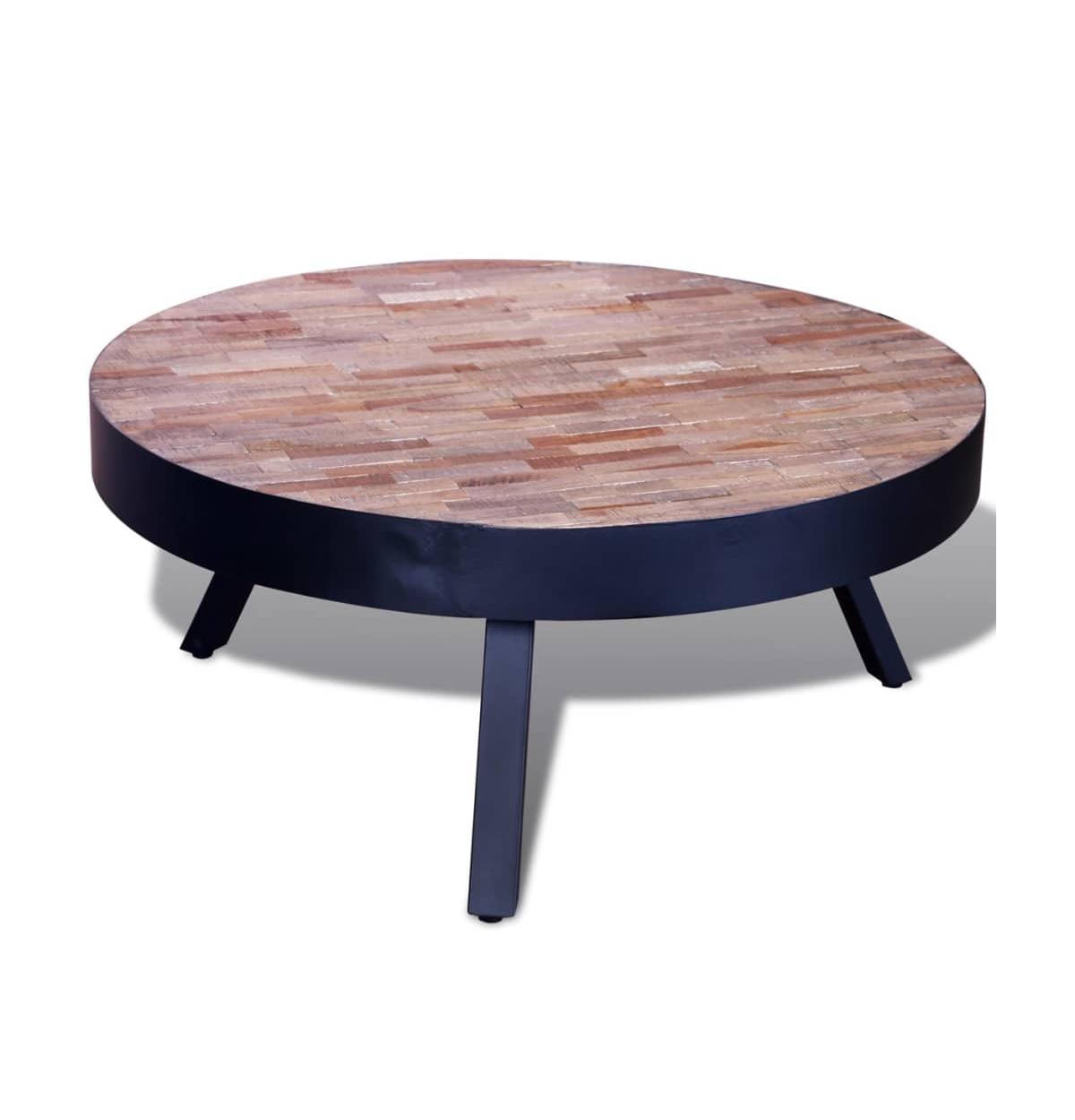 Click here for Coffee Table Round Reclaimed Teak Wood - Black prices