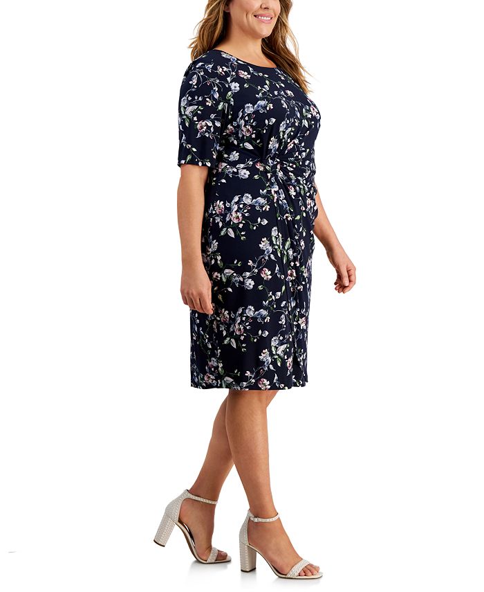 Connected Plus Size Floral Print Faux Wrap Dress Macys