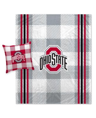 Pegasus Home Fashions Ohio State Buckeyes Gray Plaid Stripes Blanket ...