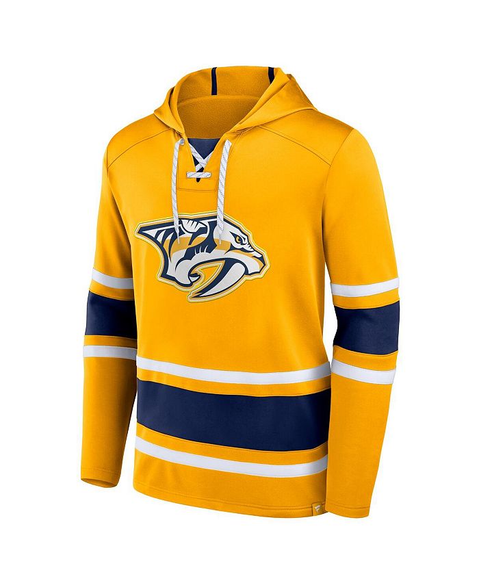 Fanatics Men's Gold Nashville Predators Puck Deep Lace-Up Pullover Hoodie - Macy's