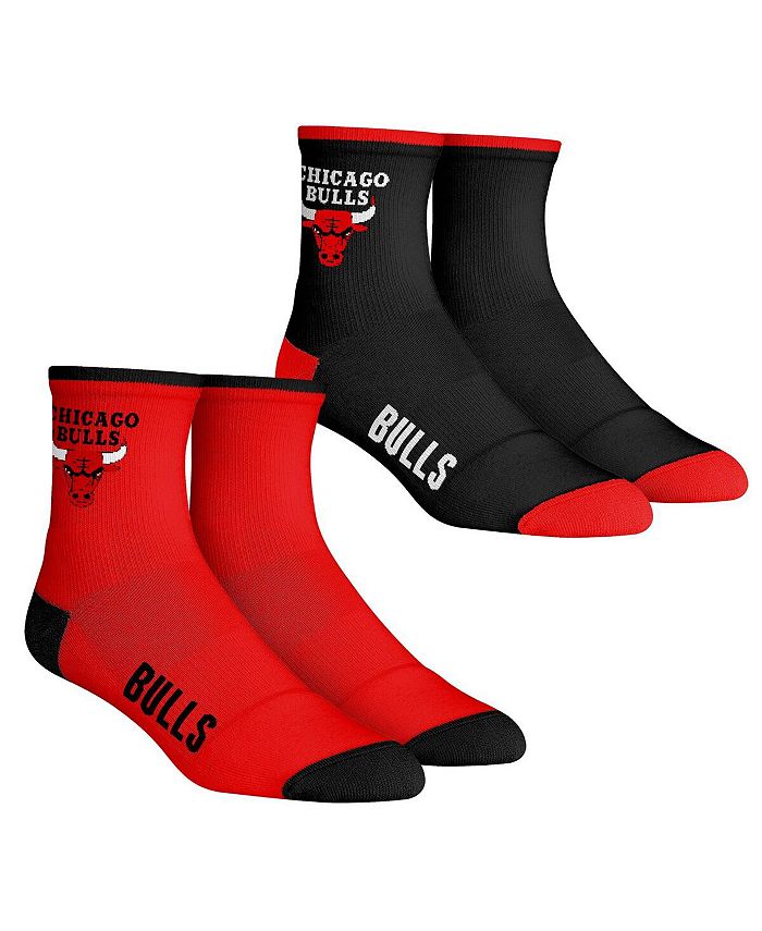 Rock 'Em Men's Socks Chicago Bulls Core Team 2-Pack Quarter Length Sock ...
