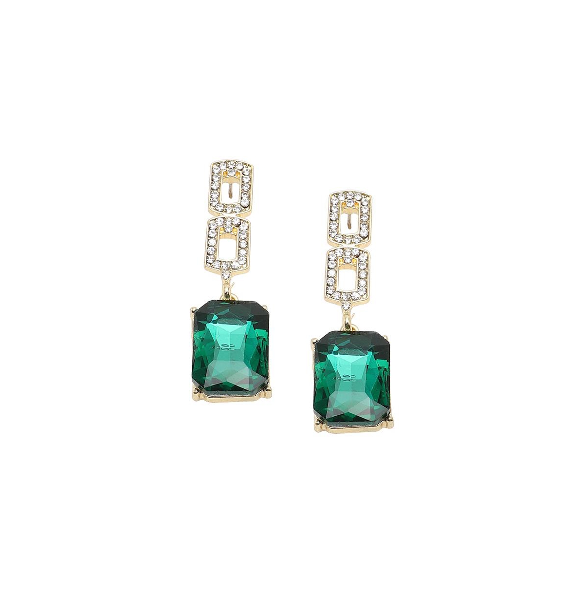 Click here for Sohi Womens Green Embellished Drop Earrings - Gree... prices
