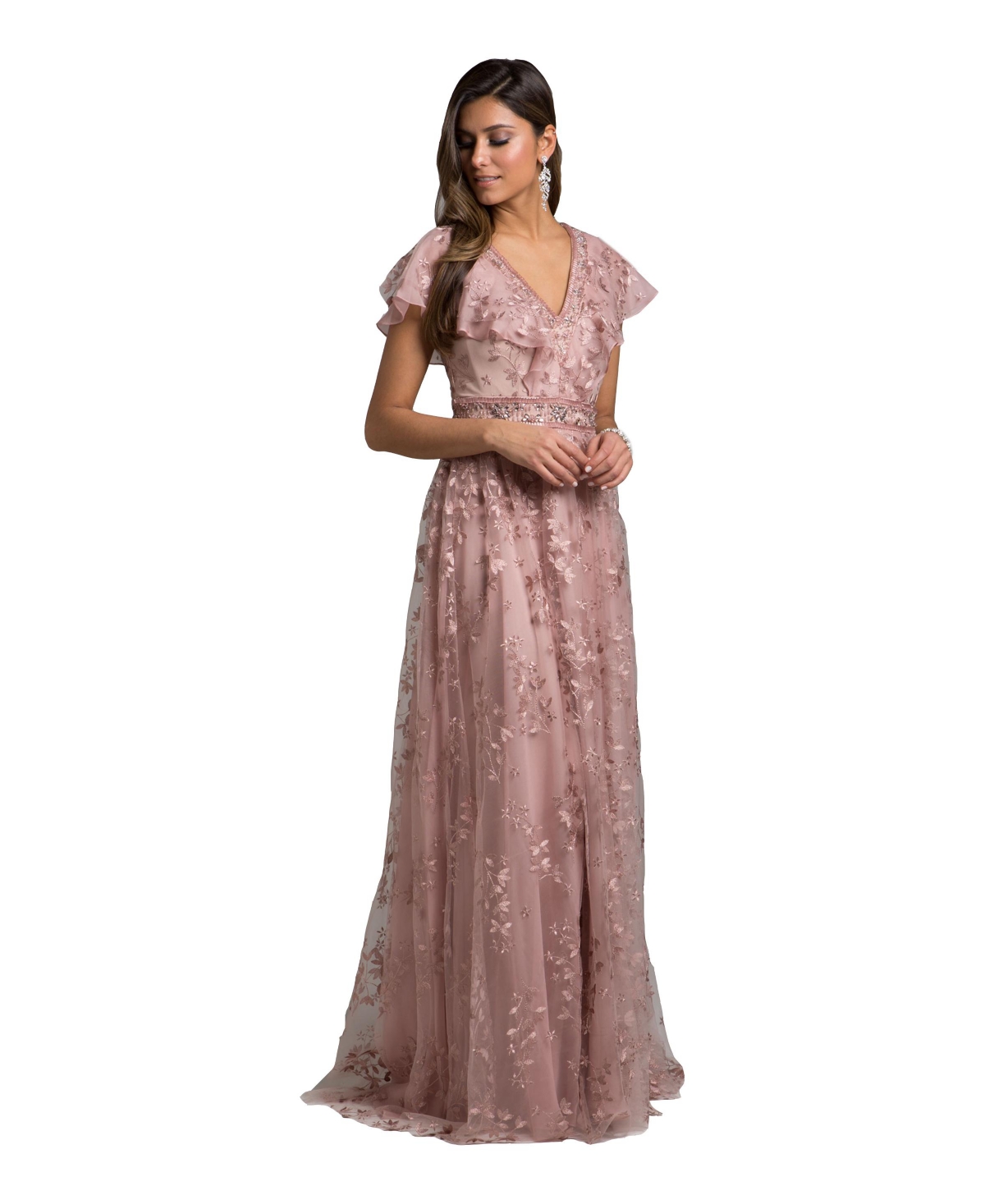Click here for Womens Lace  V-Neck Dress - Mauve prices