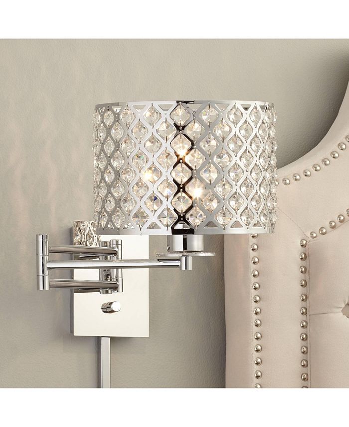 Possini Euro Design Glitz Modern Swing Arm Wall Lamp Chrome Plug-In ...