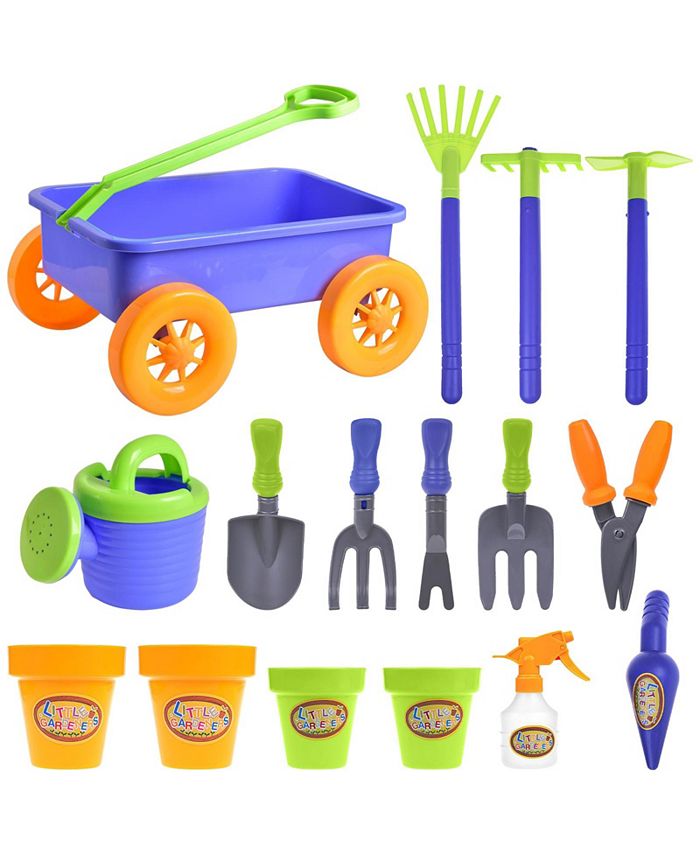 Fun Little Toys Garden & Beach Tool Toys Set with Wagon Set of 16 ...
