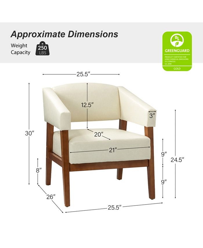 Hulala Home Modern Faux Leather Accent Arm Chair for Bedroom Office ...