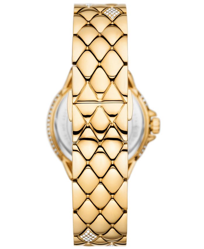 Michael Kors Women's Camille Three-Hand Gold-Tone Stainless Steel Watch ...