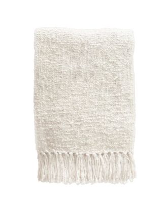 Cozy Cotton Ivory Boucle Throw with Fringe 50x72 - Macy's