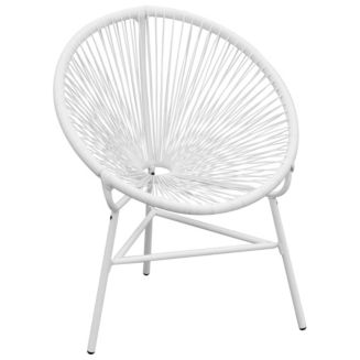 Patio String Moon Chair Poly Rattan White - Macy's