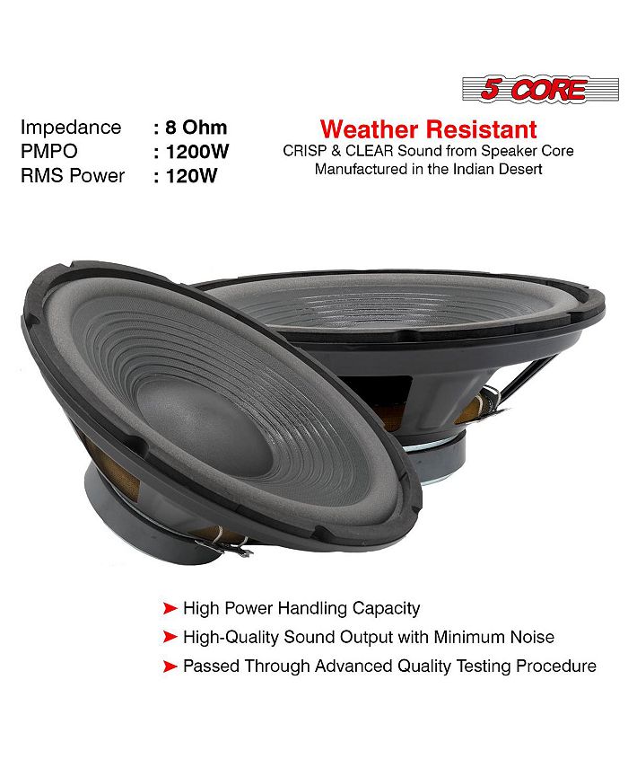 5 Core 12 Inch Subwoofer Speaker 1200W Peak 8 Ohm DJ Replacement Bass ...