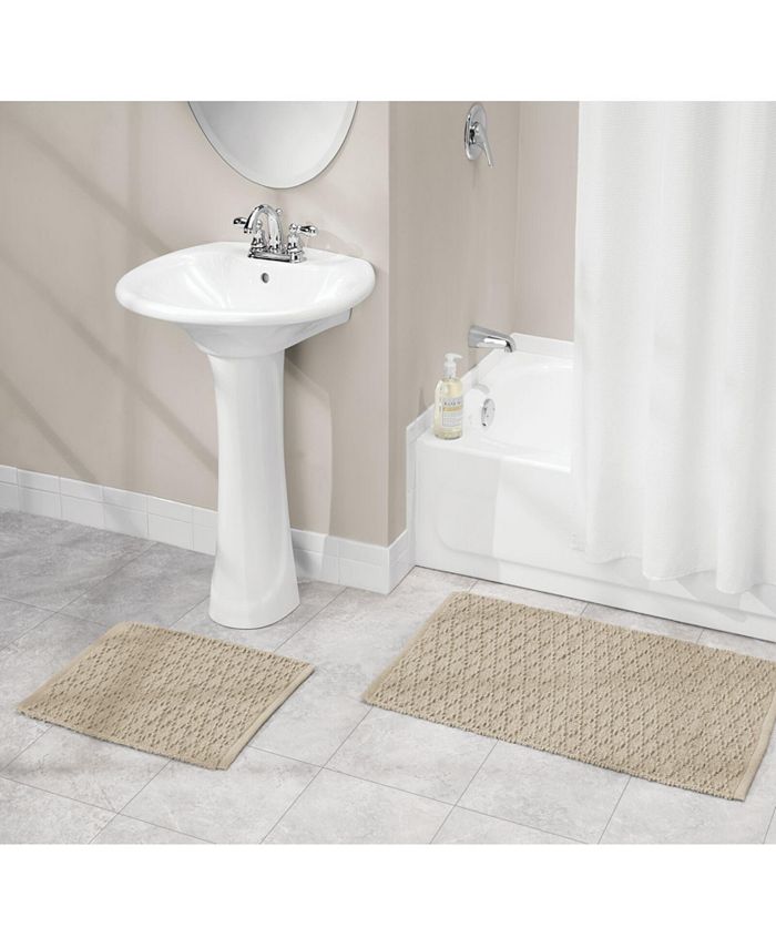 mDesign Cotton Bathroom Spa Mat Rugs/Runner, Diamond Design, Set of 3 ...