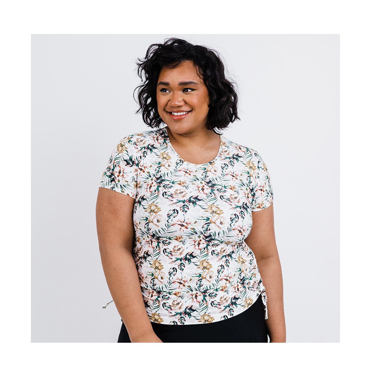 Click here for Calypsa Plus Size Adele Swim Top - Ivory garden prices