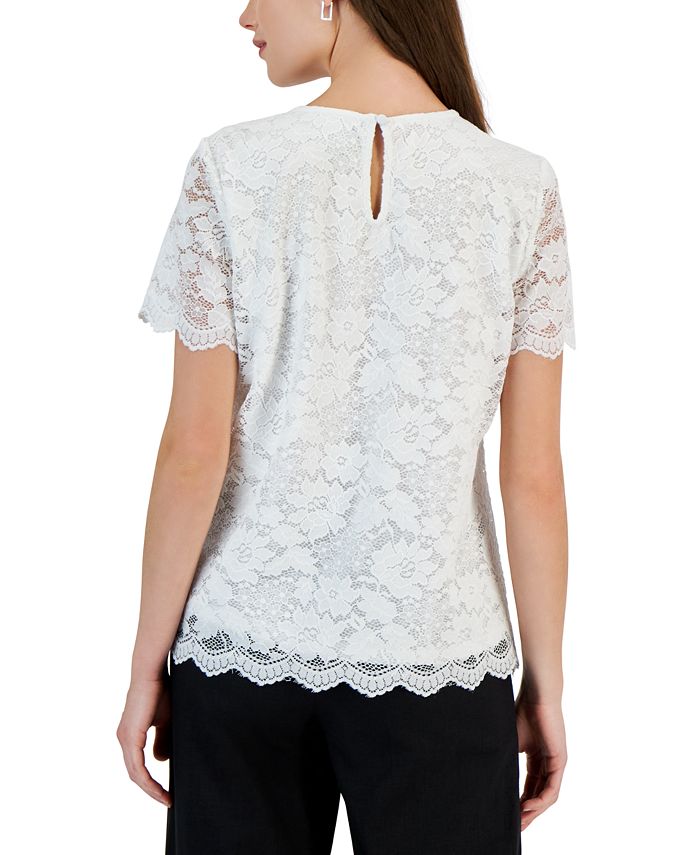 Tahari ASL Women's Lace Short-Sleeve Top - Macy's Tahari ASL Women's Lace Short-Sleeve Top - Macy's