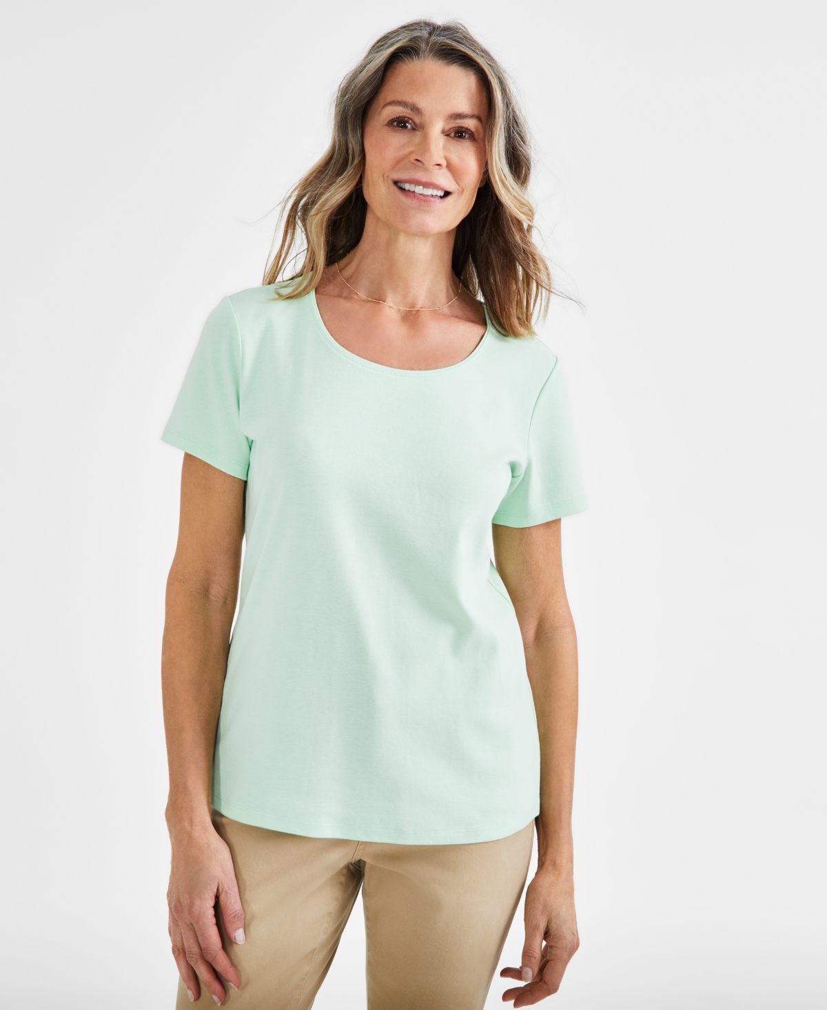 Click here for Style & Co Petite Cotton Scoop-Neck Short-Sleeve T... prices