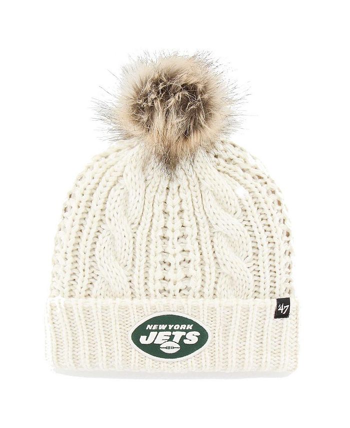 '47 Brand Women's Cream New York Jets Meeko Cuffed Knit Hat with Pom ...