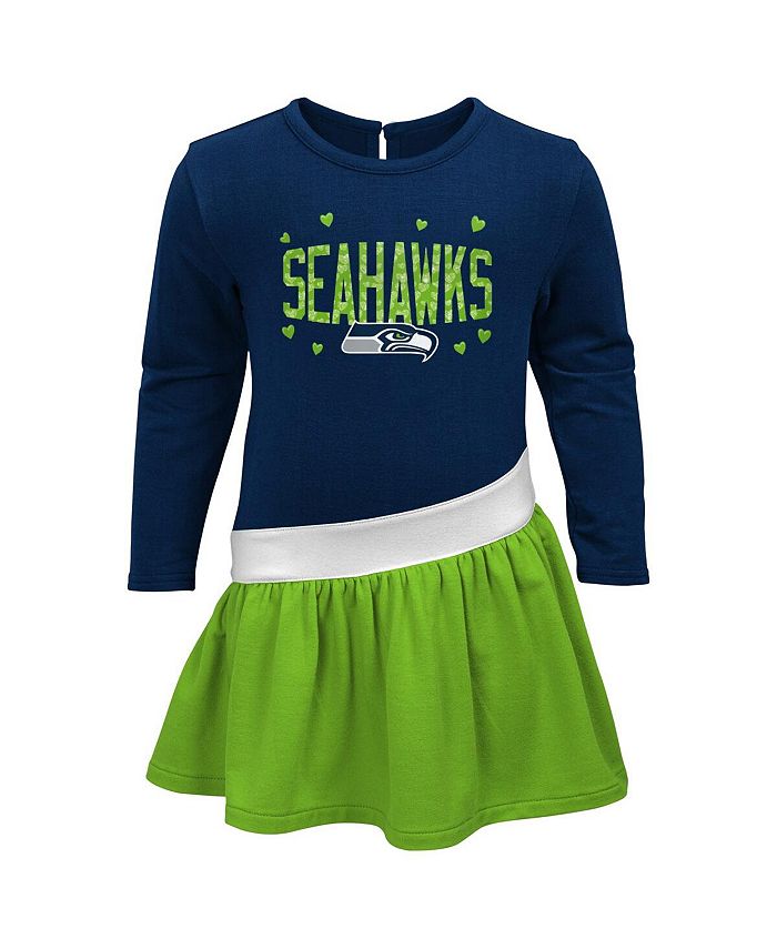 Outerstuff Girls Preschool Navy, Neon Green Seattle Seahawks Heart to ...