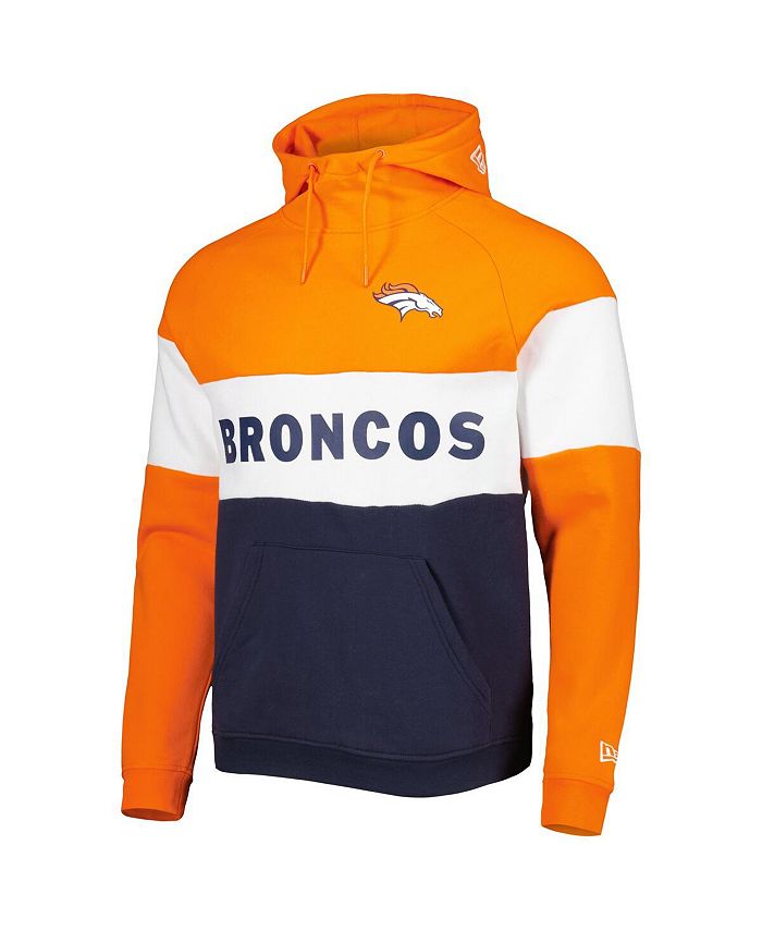 New Era Men's Navy Denver Broncos Colorblock Current Pullover Hoodie ...