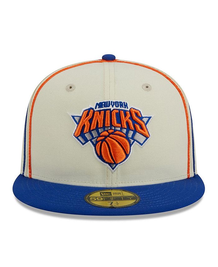 New Era Men's Cream, Blue New York Knicks Piping 2-Tone 59FIFTY Fitted ...
