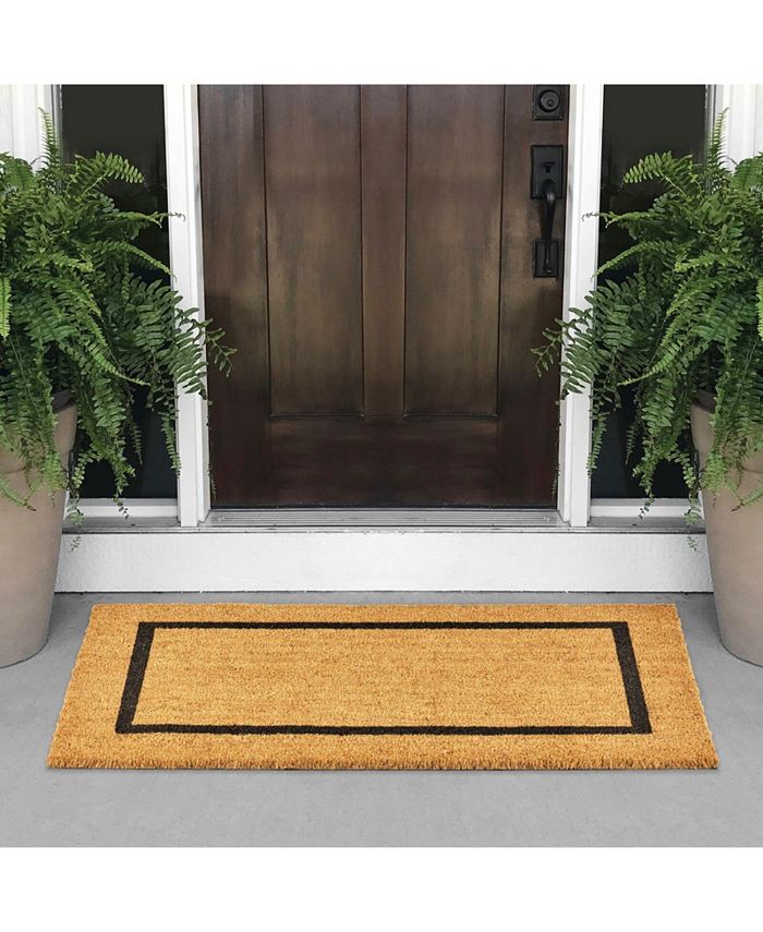 mDesign Coir and Rubber Non-Slip Indoor/Outdoor Entryway Door Mat ...